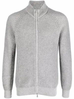 Brunello Cucinelli Zip-up Knitted Cashmere Jumper - Grey