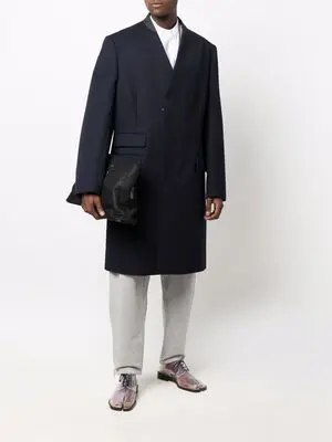 MAISON MARGIELA Collarless Mid-length Coat - Blue