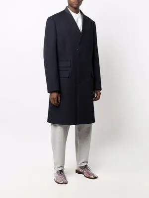 MAISON MARGIELA Collarless Mid-length Coat - Blue