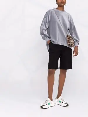 Alberta Ferretti Velvet Rib-trimmed Sweatshirt - Grey