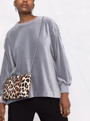 Alberta Ferretti Velvet Rib-trimmed Sweatshirt - Grey