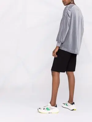 Alberta Ferretti Velvet Rib-trimmed Sweatshirt - Grey