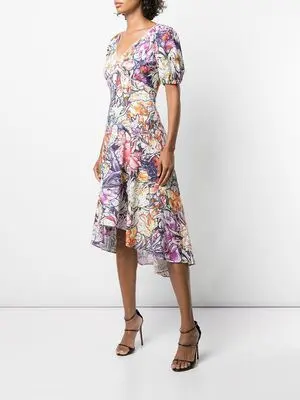Marchesa Floral-print Short-sleeve Dress