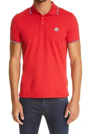 Moncler Logo Patch Tipped Cotton Piqué Polo