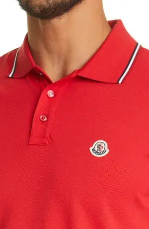 Moncler Logo Patch Tipped Cotton Piqué Polo
