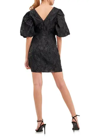 Endless Rose Puff Sleeve Minidress - Black