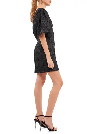 Endless Rose Puff Sleeve Minidress - Black