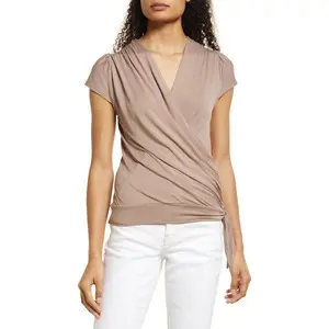 Loveappella Faux Wrap Top - Mushroom