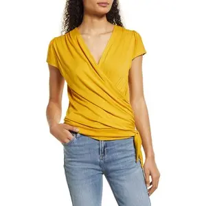 Loveappella Faux Wrap Top - Sunflower