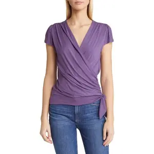 Loveappella Faux Wrap Top - Violet