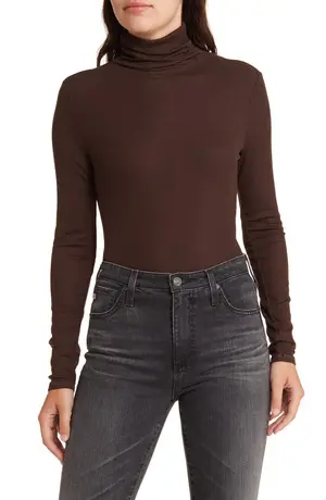 Ag Chels Ribbed Turtleneck Sweater Bitter Chocolate