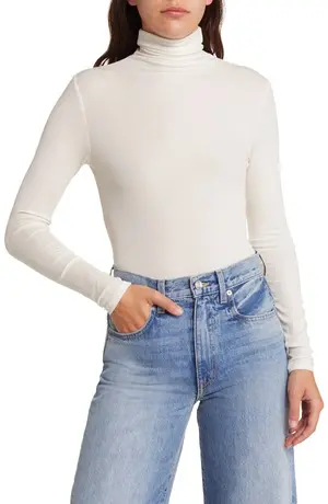 Ag Chels Ribbed Turtleneck Sweater Ivory Dust
