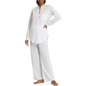Hanro Cotton Deluxe Pajamas - 101 - White