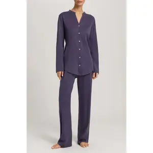 Hanro Cotton Deluxe Pajamas - Blue Stone