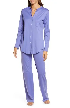 Hanro Cotton Deluxe Pajamas Violet Blue