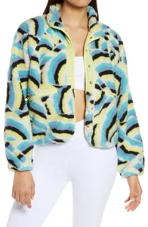 Free People Free People FP Movement Rocky Ridge Fleece Jacket Blue Rainbow Combo