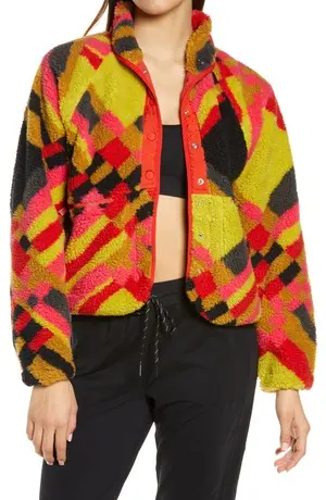 Free People Free People FP Movement Rocky Ridge Fleece Jacket Pink Check