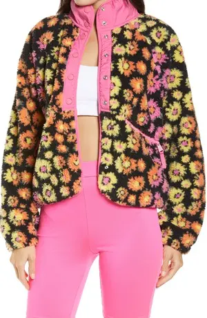 Free People Free People FP Movement Rocky Ridge Fleece Jacket Pink Daisy Floral