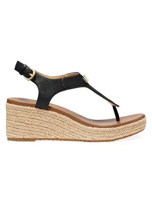 Michael Kors MICHAEL Michael Kors Laney Leather Espadrille Thong Sandals - Black