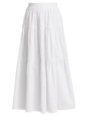 Staud STAUD Sea Tiered Midi Skirt - White