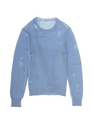 Helmut Lang Helmut Lang Distressed Knit Sweater - Aquarius