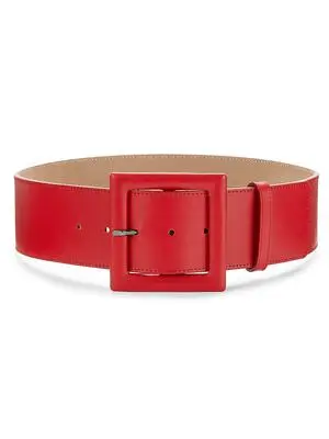 Carolina Herrera Carolina Herrera Square Buckle Leather Belt - Lacquer Red