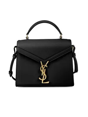 Saint Laurent Saint Laurent Mini Cassandra Leather Satchel Nero