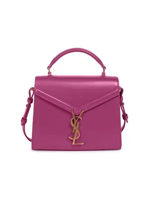 Saint Laurent Saint Laurent Mini Cassandra Leather Satchel Purple