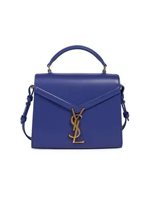 Saint Laurent Saint Laurent Mini Cassandra Leather Satchel Sapphire