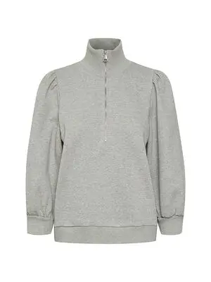 GESTUZ Gestuz Nankita Puff Sleeve Sweatshirt - Light Grey Melange