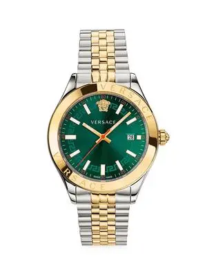 Versace Versace Hellenyium Two-Tone Bracelet Watch - Yellow Green