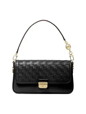 Michael Kors MICHAEL Michael Kors Small Bradshaw Woven Leather Shoulder Bag - Black