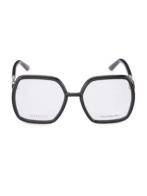 Gucci Gucci Gucci Logo 55MM Oversized Geometric Optical Glasses - Black