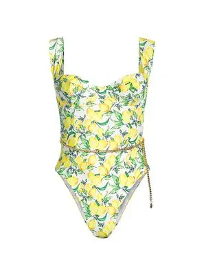 WeWoreWhat WeWoreWhat Danielle Lemon-Print One-Piece Swimsuit - Lemons Allover