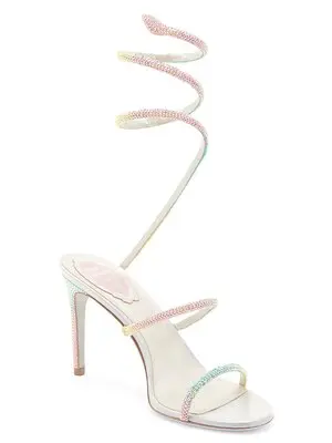 Rene Caovilla Rainbow Embellished Satin Wraparound High-heel Sandals