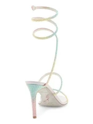 Rene Caovilla Rainbow Embellished Satin Wraparound High-heel Sandals