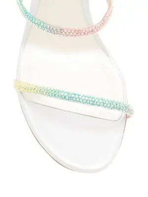 Rene Caovilla Rainbow Embellished Satin Wraparound High-heel Sandals