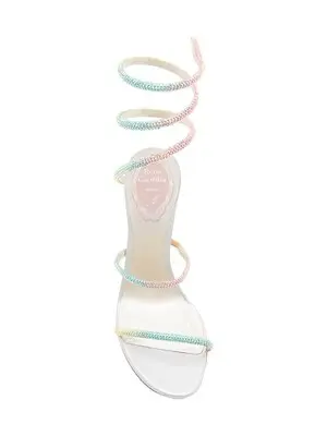 Rene Caovilla Rainbow Embellished Satin Wraparound High-heel Sandals