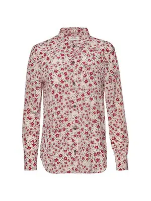 Equipment Equipment Leema Floral Silk Button-Up Shirt - Rose Smoke Multi