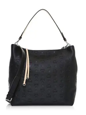 Mcm MCM Large Klara Monogram Leather Hobo Bag - Black