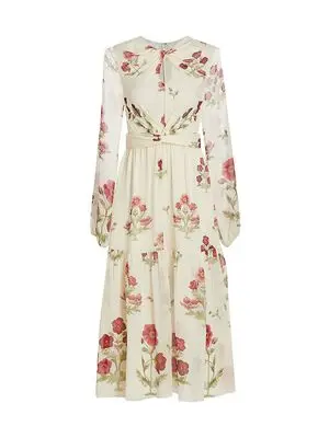 Giambattista Valli Giambattista Valli Twist-Front Floral Silk Dress - White Red