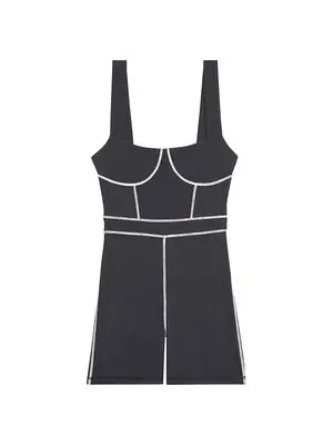WeWoreWhat WeWoreWhat Corset Piped Bodysuit - Black