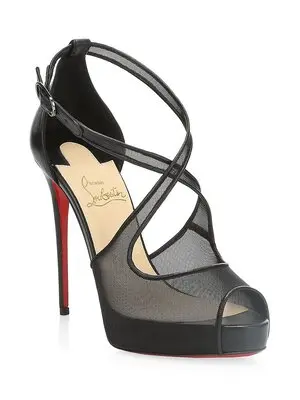 CHRISTIAN LOUBOUTIN Mariacar Leather & Mesh Platform Sandals