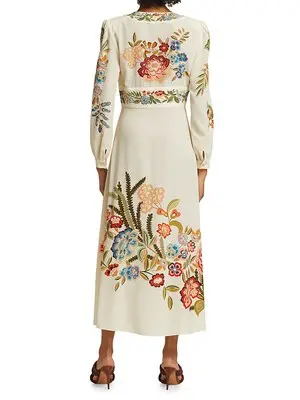 Etro Santa Barbara Floral A-line Long Puff-sleeve Maxi Dress