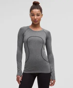 Lululemon Swiftly Tech Long-Sleeve Shirt 2.0 Parallel Texture Black/white