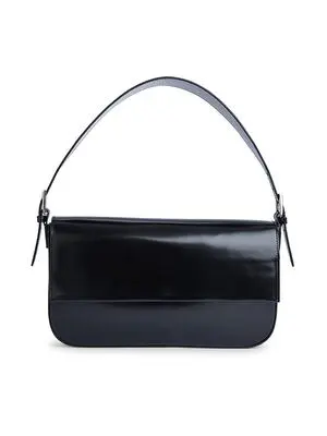 By Far By Far Manu Semi-Patent Leather Baguette - Black
