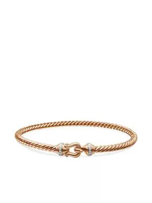 David Yurman 18kt Rose Gold Diamond Cablespira Buckle Bracelet - Pink