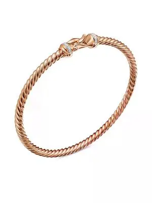 David Yurman 18kt Rose Gold Diamond Cablespira Buckle Bracelet - Pink