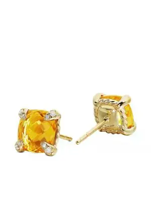 David Yurman 18kt Yellow Chatelaine Citrine Diamond Stud Earrings - Gold