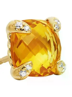 David Yurman 18kt Yellow Chatelaine Citrine Diamond Stud Earrings - Gold